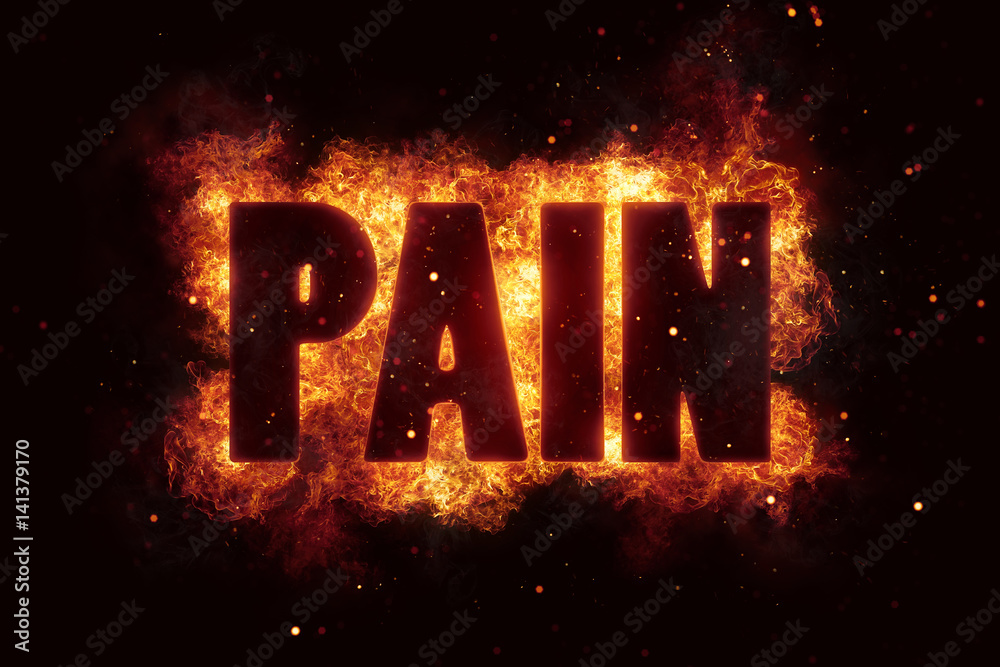 pain text on fire flames explosion burning Stock Illustration | Adobe Stock