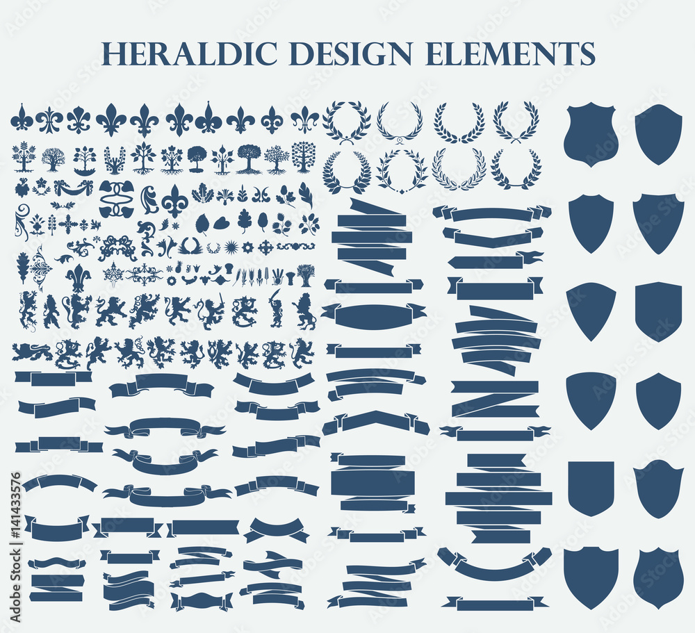 Heraldic Design Elements set bundle Stock Vector | Adobe Stock