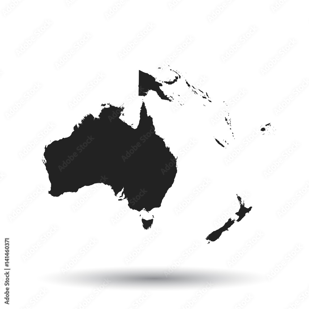 Australia and oceania map icon. Flat vector illustration. Australia ...