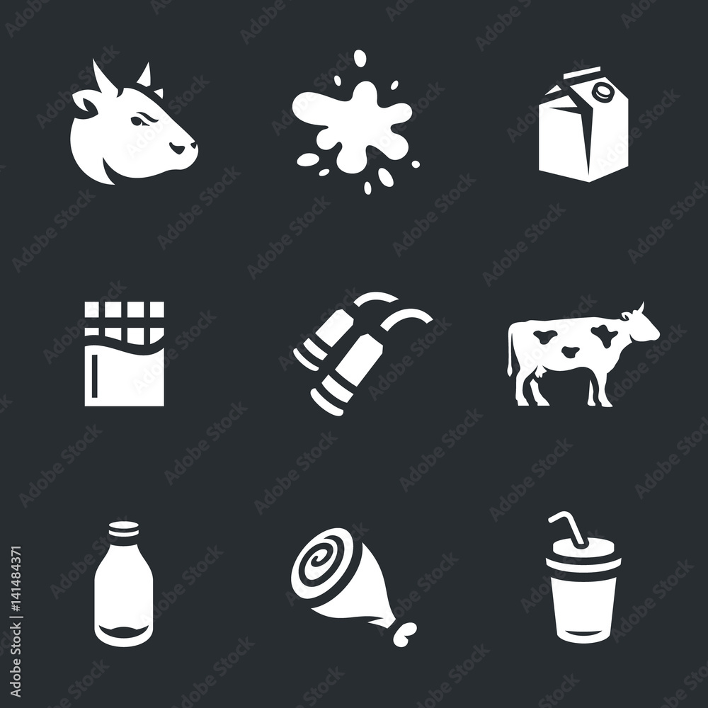 Vector Set of Cow and Milk Icons. Stock Vector | Adobe Stock