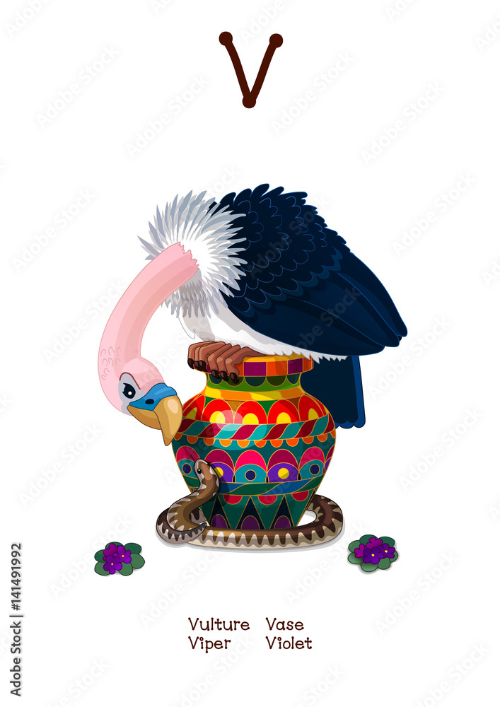 English Alphabet series of Amusing Animals letter V Stock Vector ...