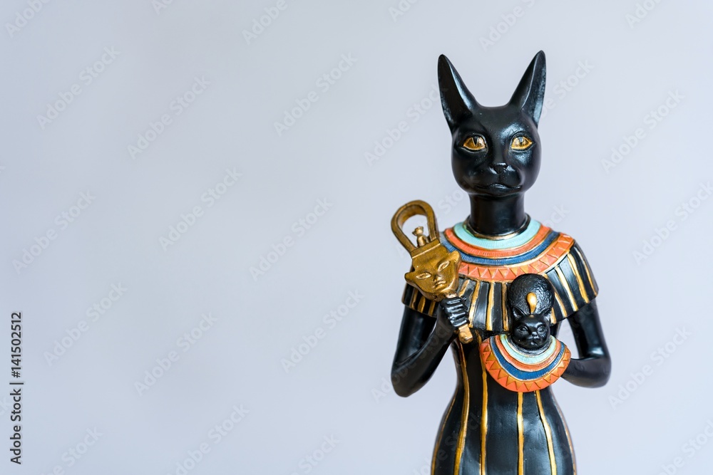 The Goddess Bastet - Role in ancient Egypt on gray background. Bastet was a goddess in ancient ...