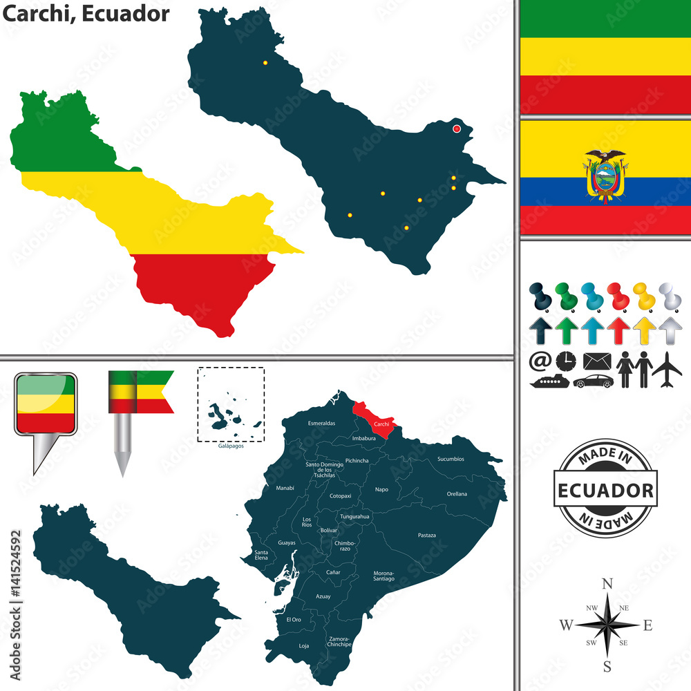 Map of Carchi, Ecuador Stock Vector | Adobe Stock