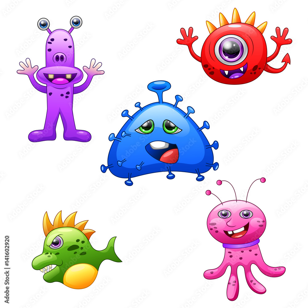 Bacteria with facial expressions. Vector illustration Stock Vector ...