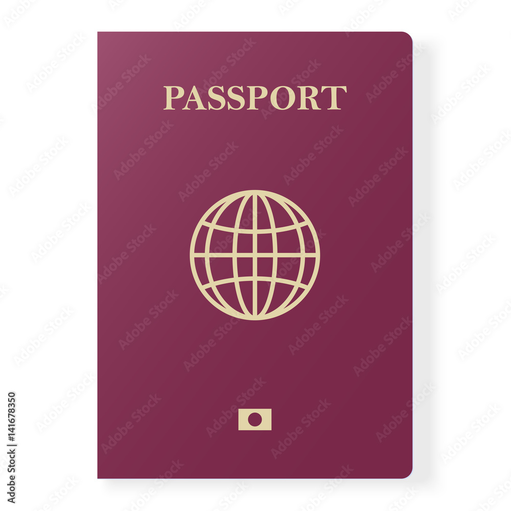 Red passport isolated on white. International identification document ...
