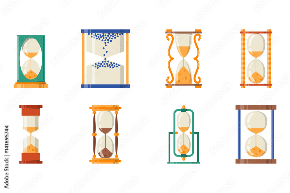 Sandglass icon time flat design history second old object and sand ...