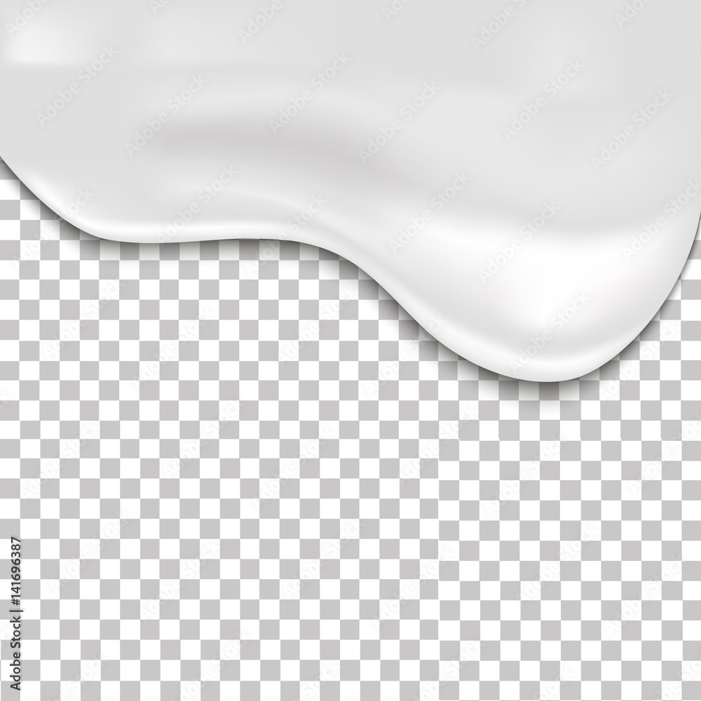 Melted cream dripping on transparent background. Realistic vector ...