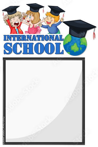 Border template with kids from international school Stock Vector ...