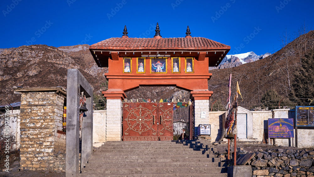Main gates to the Muktinath temple in Himalayas, Nepal Stock Photo ...