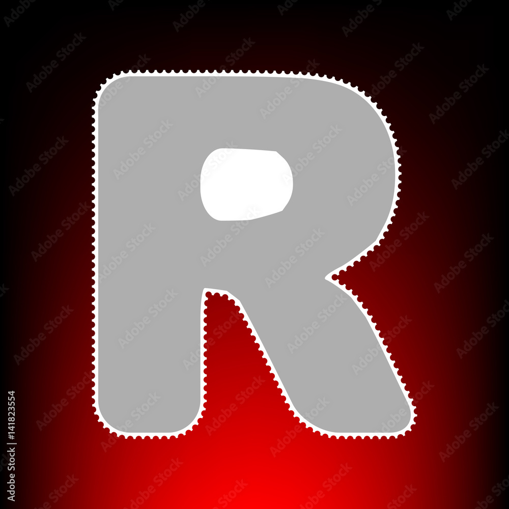 Letter R sign design template element. Postage stamp or old photo style ...
