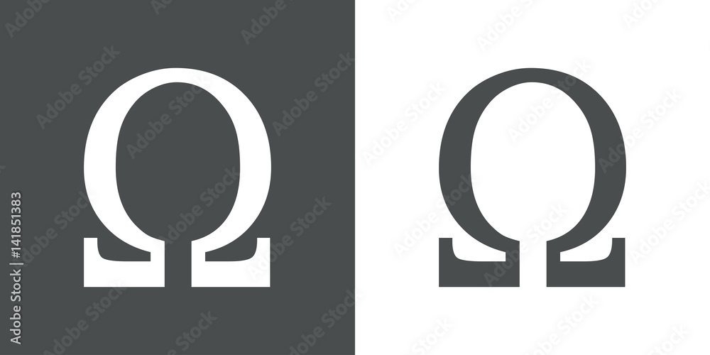 Icono plano simbolo Omega gris y blanco Stock Vector | Adobe Stock