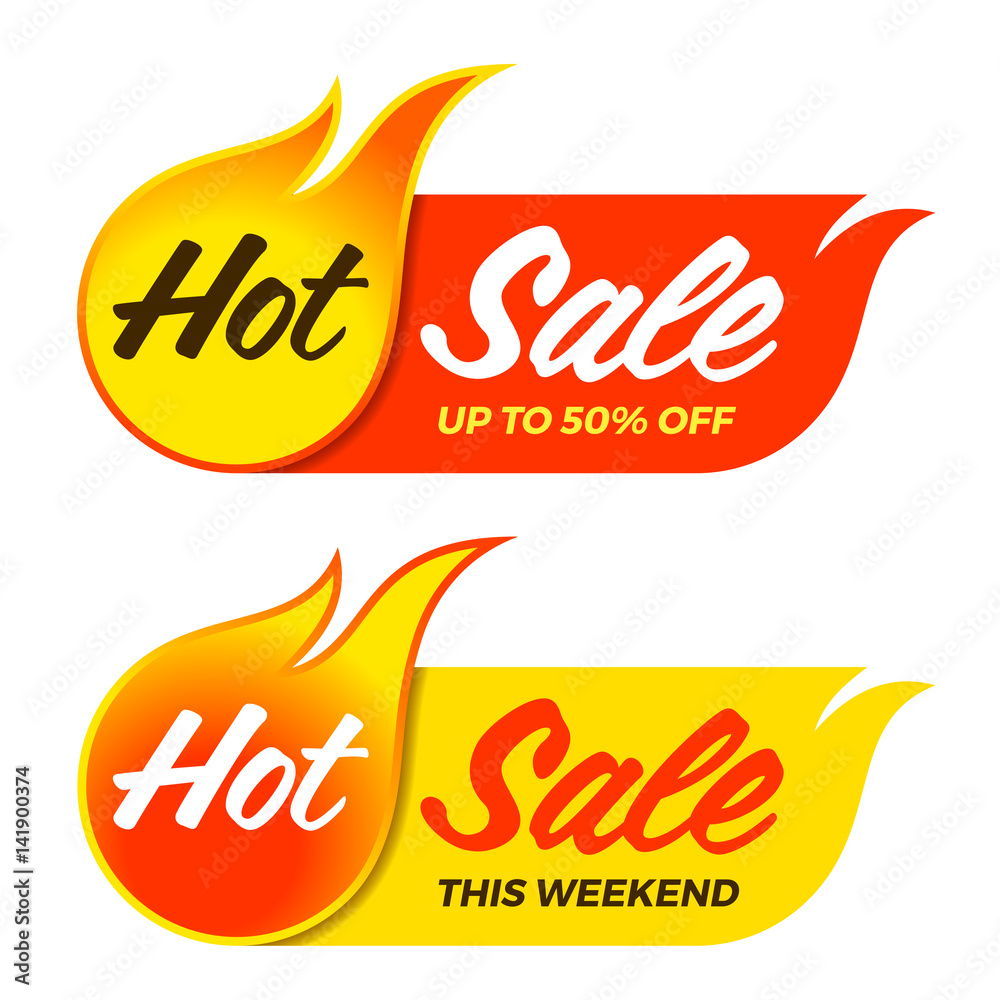Hot sale vector flaming labels stickers banners Stock Vector | Adobe Stock