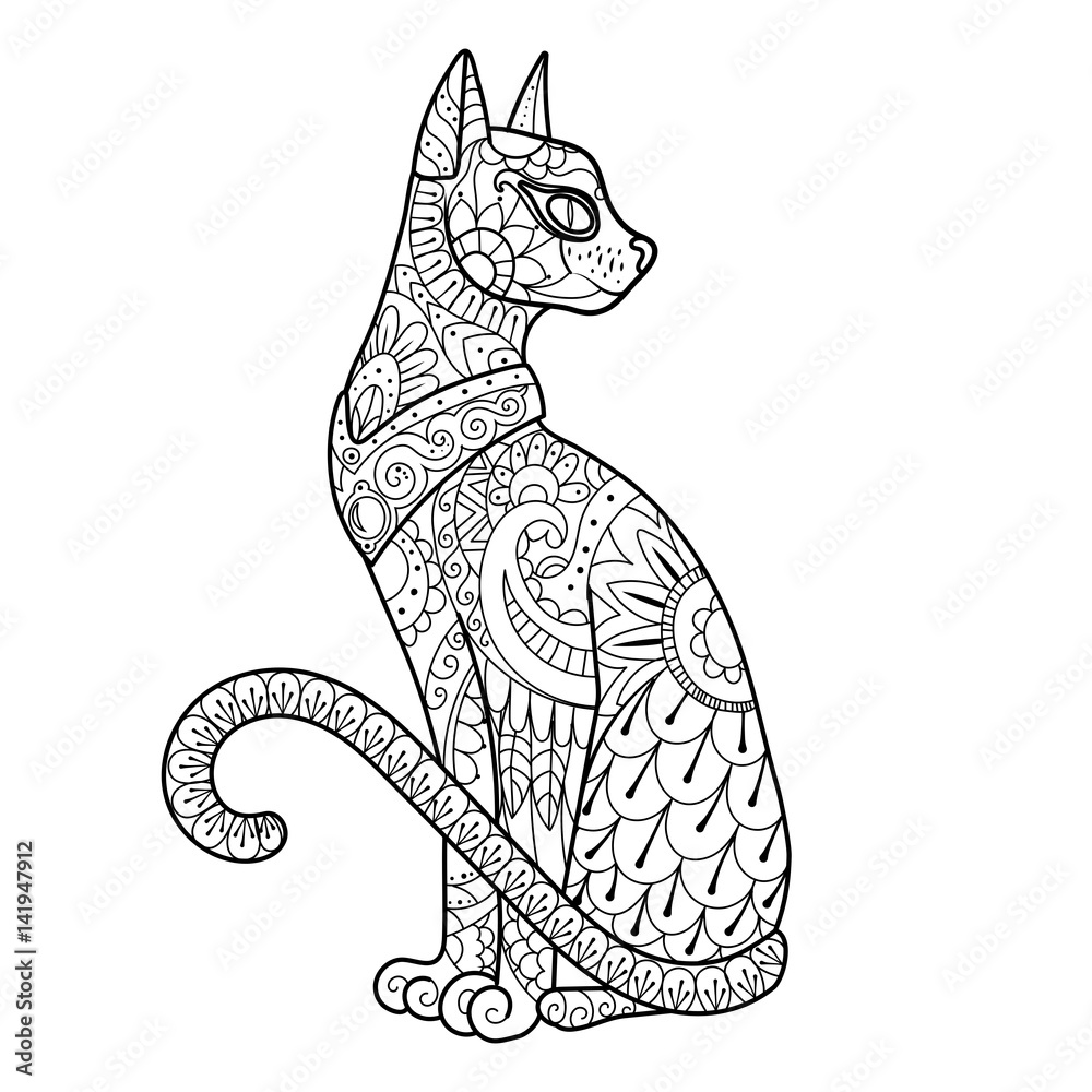 Cat coloring book vector illustration Stock Vector | Adobe Stock