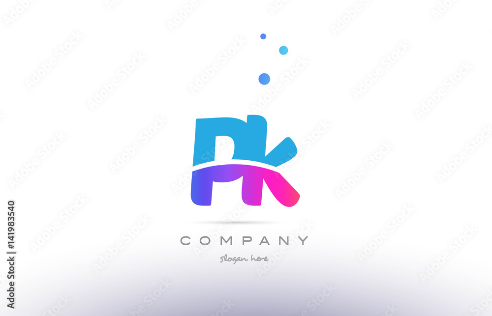 pk p k pink blue white modern alphabet letter logo icon template Stock ...