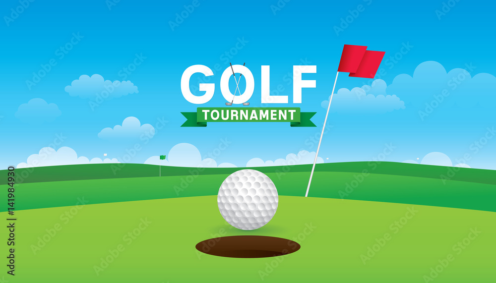 Vector of golf tournament with green golf field background. Stock ...