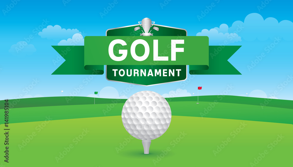 Vector of golf tournament with green golf field background. Stock ...