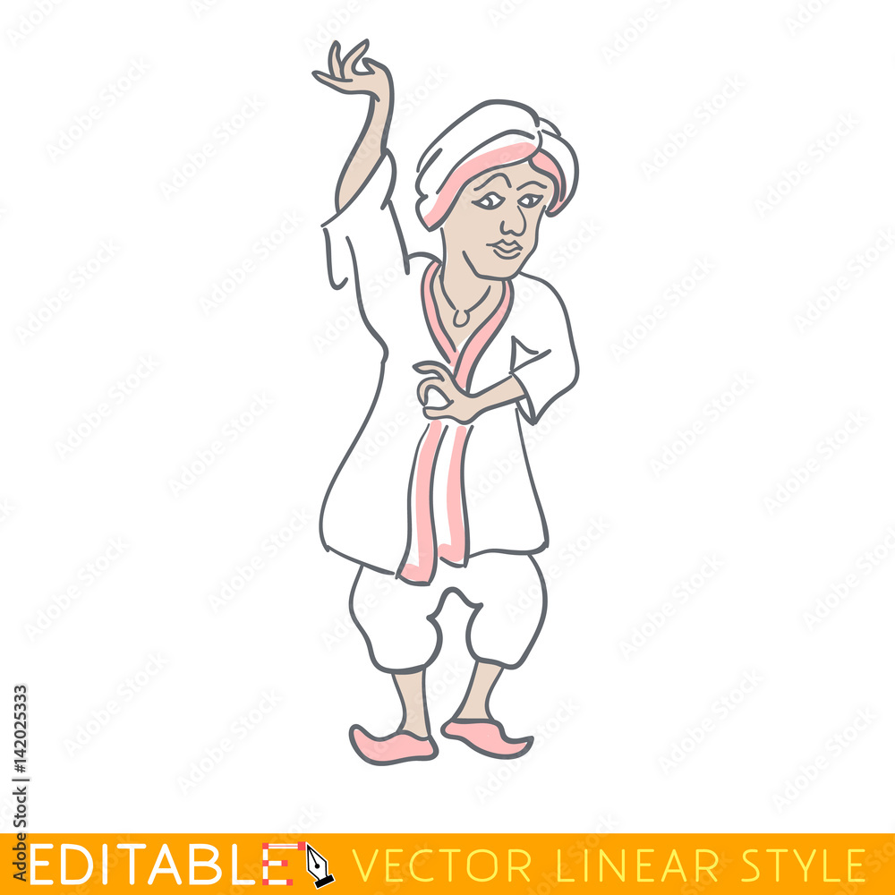 Hindu man dancing. National character of India. Funny caricature ...