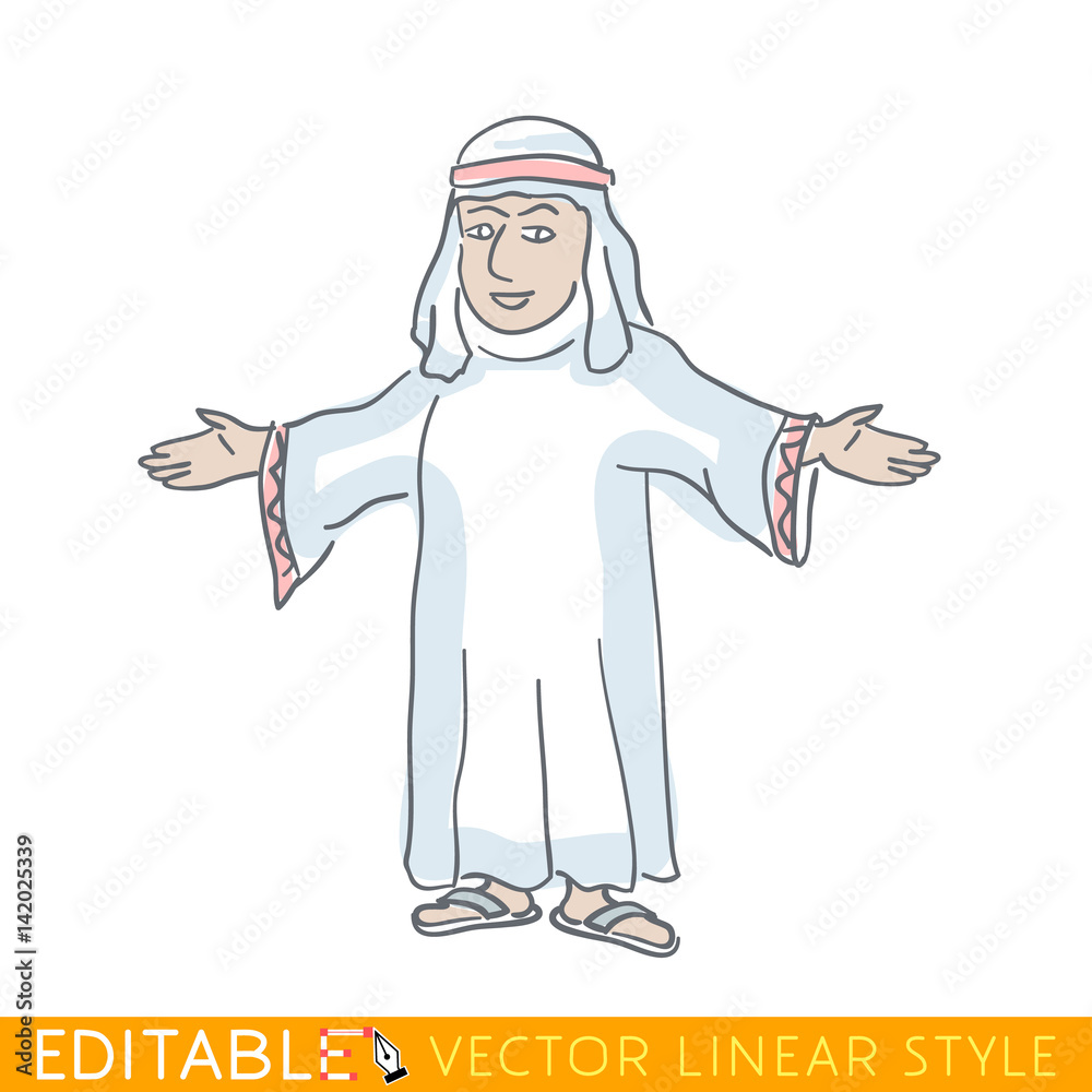 Hospitable Arab. National character of The Arab world. Funny caricature ...