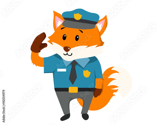 Cute Fox Police Illustration Suitable for Education, Card, T-Shirt ...