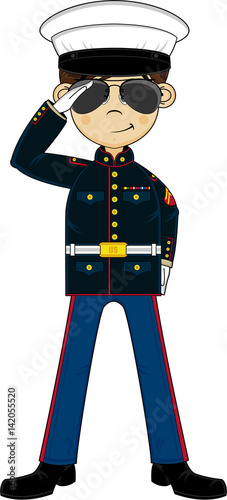 Cartoon Saluting US Marine Stock Vector | Adobe Stock
