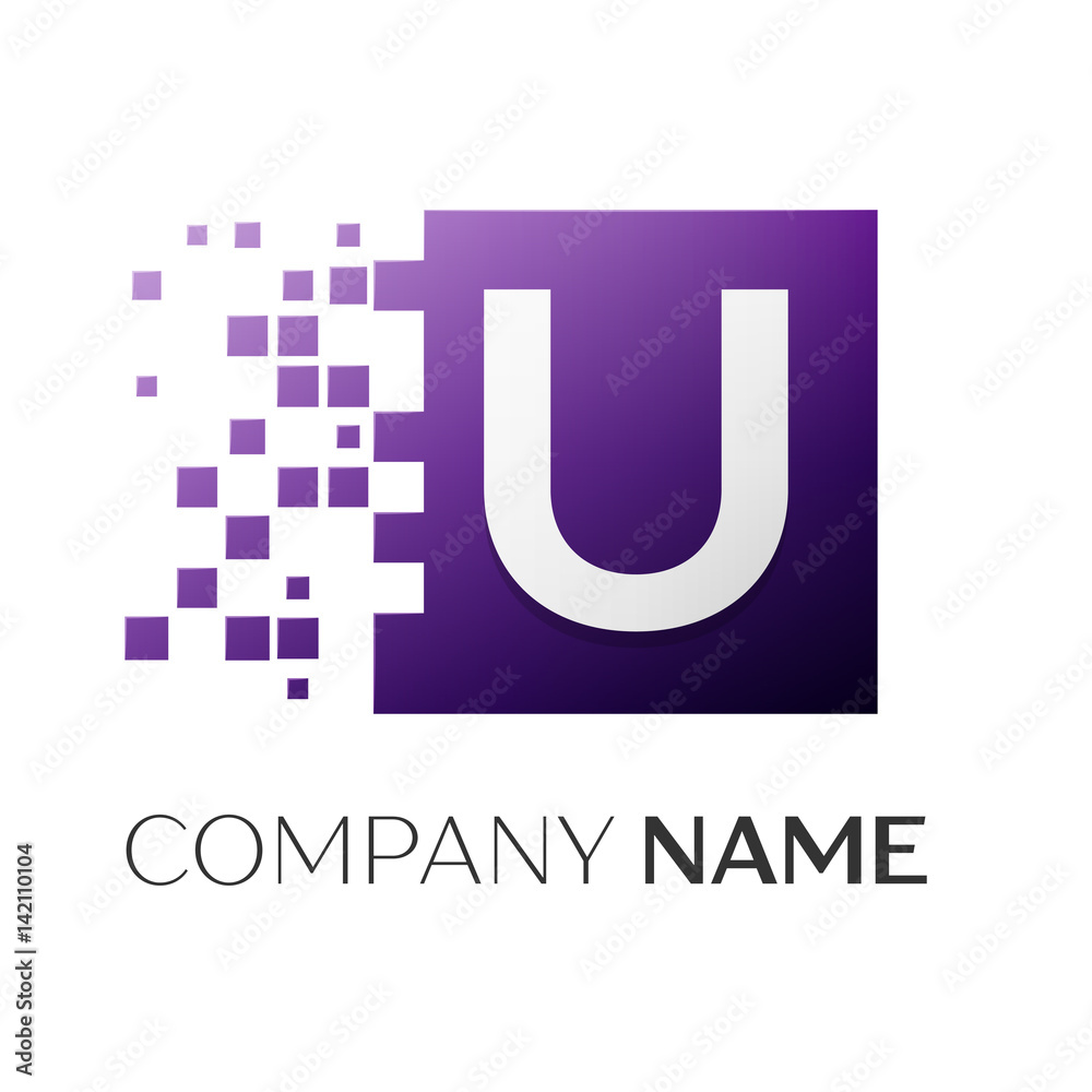 Letter U vector logo symbol in the colorful square with shattered ...