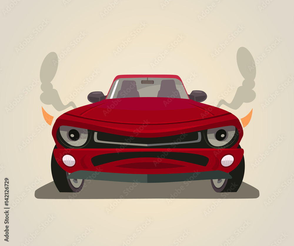 Sport red car. Front view. Vector flat cartoon illustration Stock ...