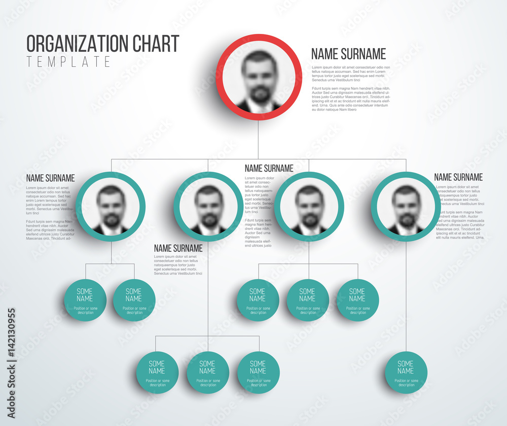 Minimalist hierarchy chart with photos Stock Vector | Adobe Stock