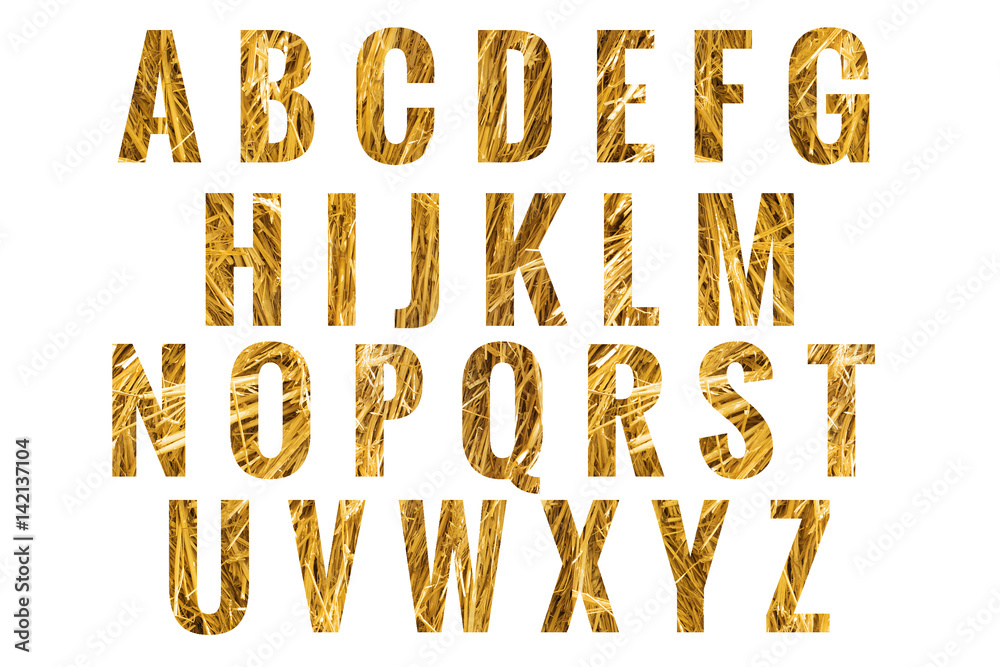 Abc Golden straw Alphabet letters isolated on white background. Design ...