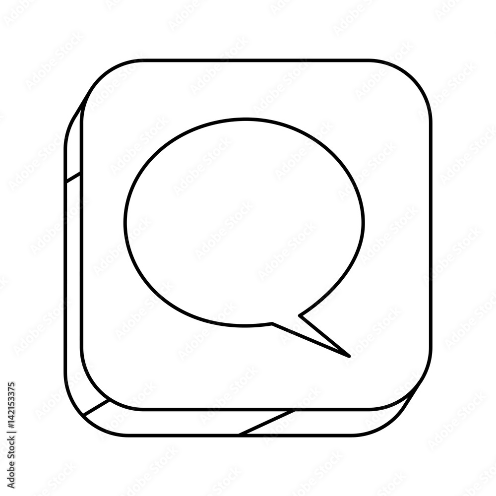 square silhouette button with contour dialog box vector illustration ...