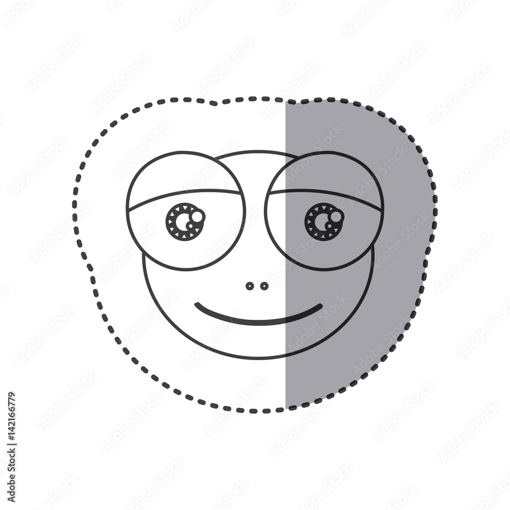 sticker of grayscale contour with face of frog with big eyes vector ...
