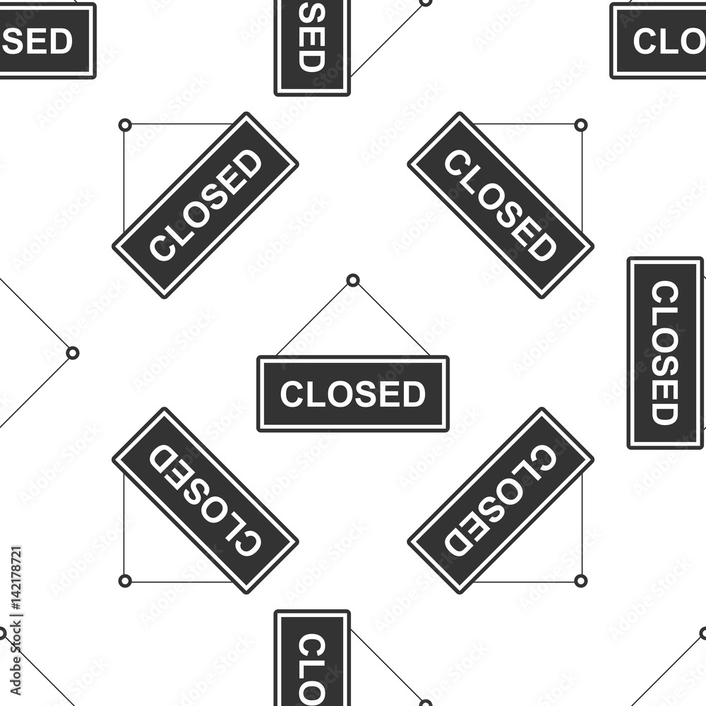Closed door sign icon seamless pattern on white background. Vector ...
