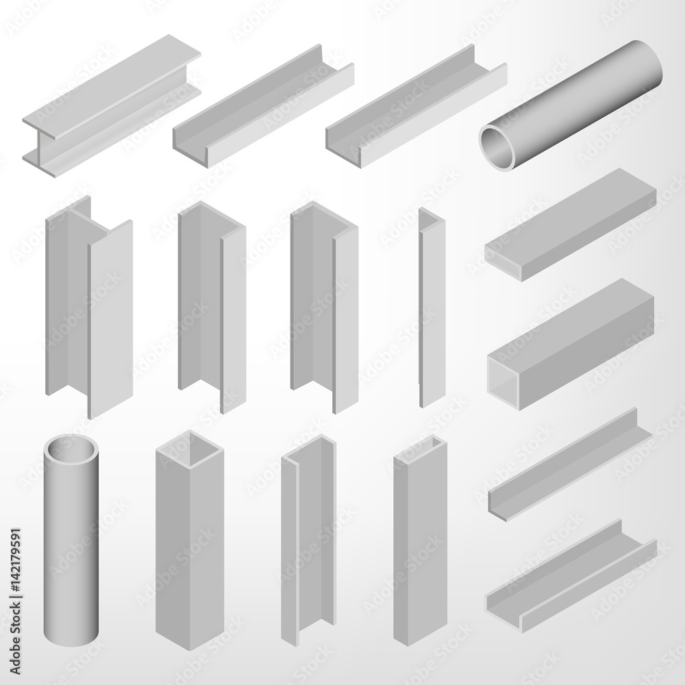 Steel beam isometric vector illustration. Stock Vector | Adobe Stock