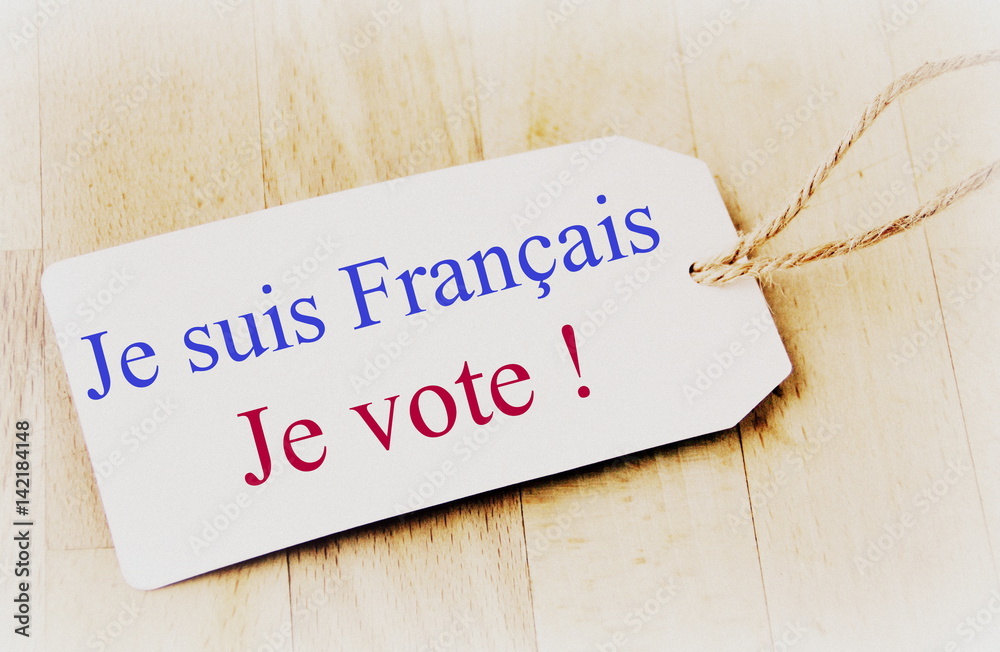 je suis français,je vote sur étiquette fond bois,concept de vote Stock ...