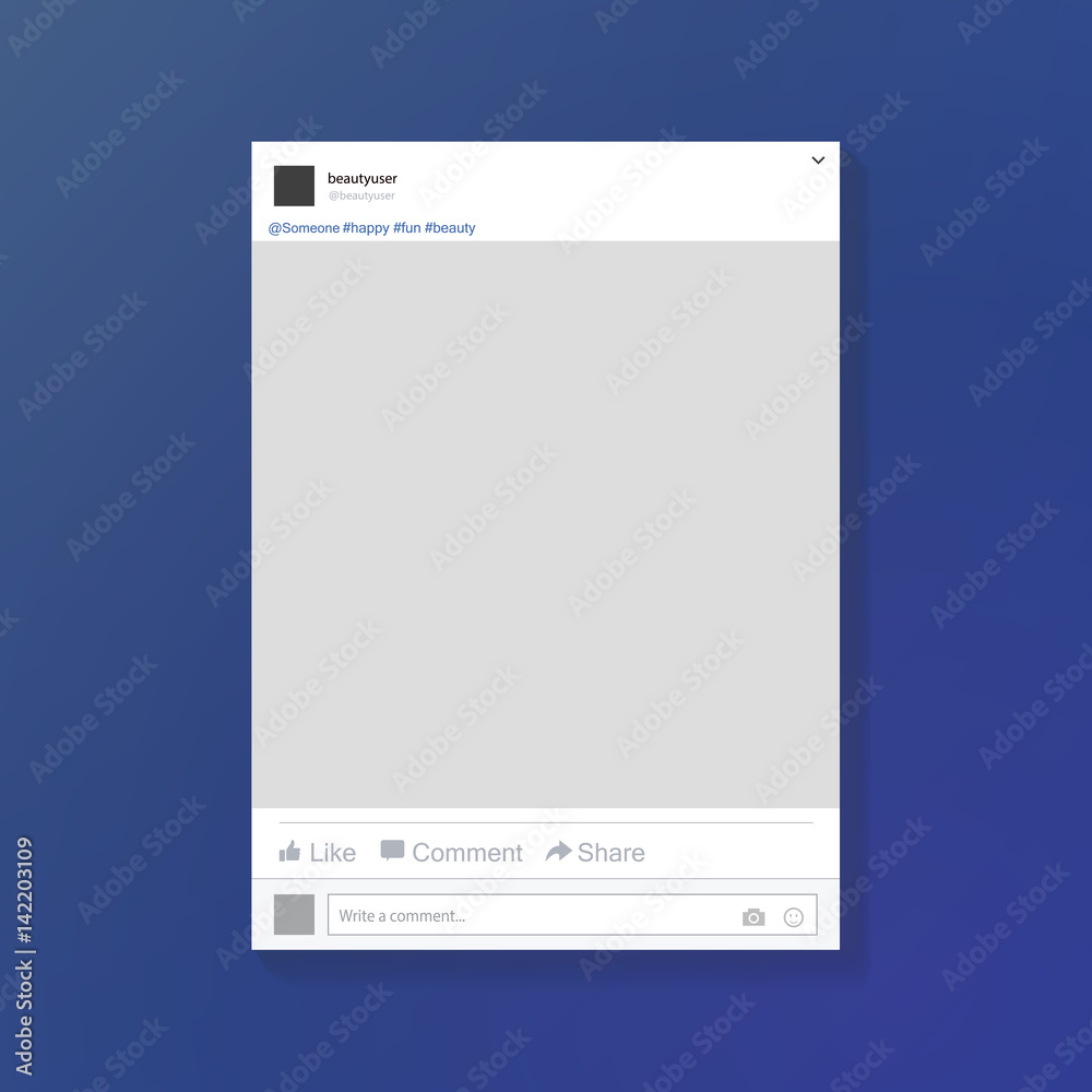 Social network photo frame vector illustration. Facebook. Mock up ...