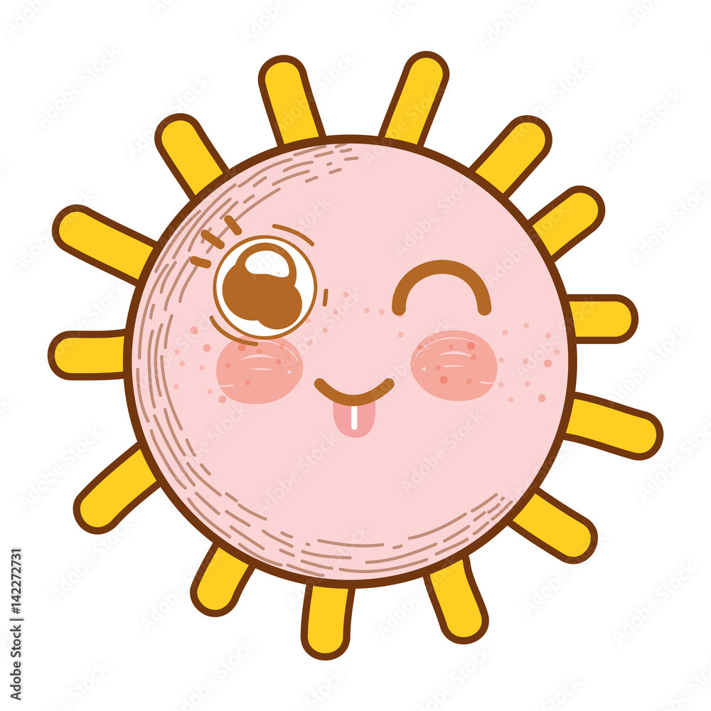 kawaii sun fanny face with cheeks and tongue Stock Vector | Adobe Stock