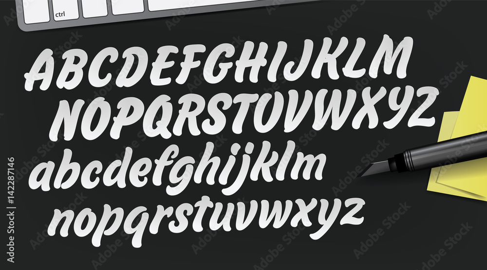 Vector set with handwritten ABC letters isolated on black background ...