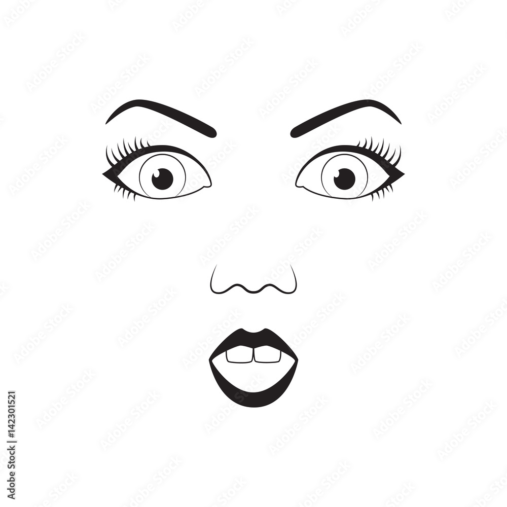 Girl emotion face cartoon vector illustration and woman emoji icon cute ...