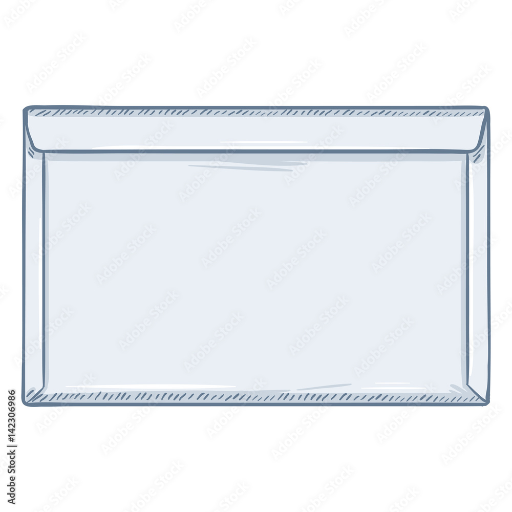 Vector Single Cartoon Blank White Envelope Stock Vector | Adobe Stock