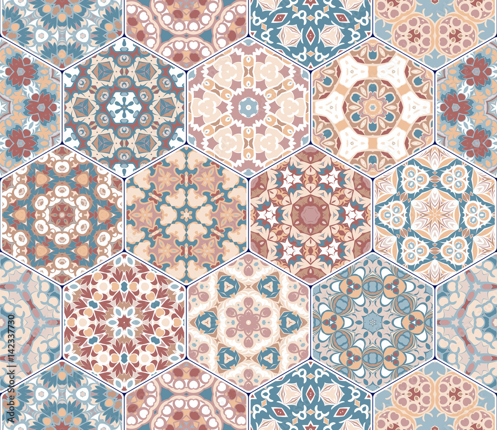 Vector set of hexagonal patterns. Stock Vector | Adobe Stock