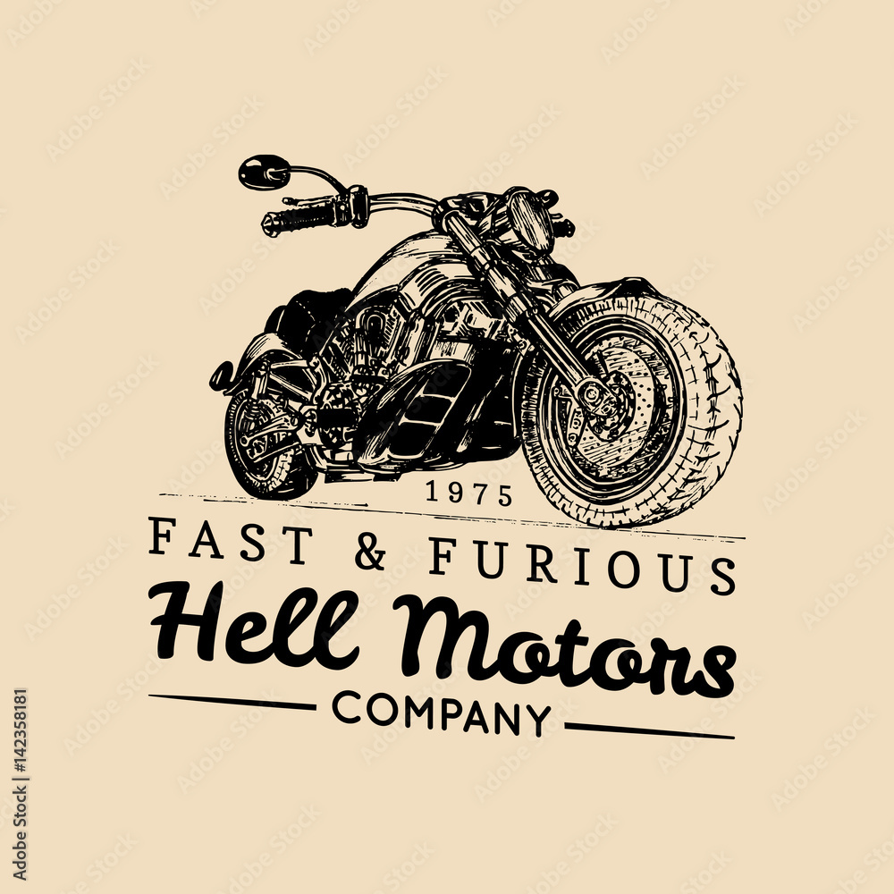 Vector vintage motorcycle logo.Biker store icon,MC sign, custom garage ...