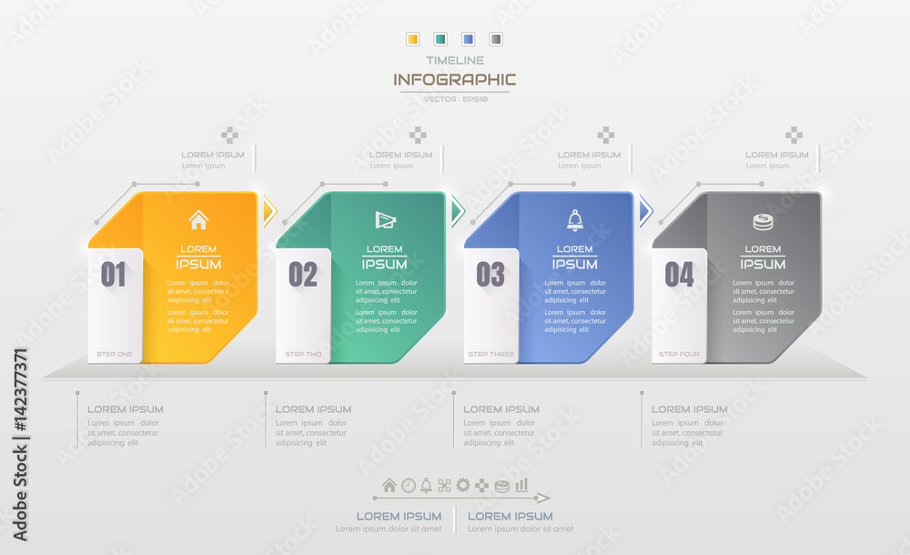 Infographics design template with business icons, process diagram ...