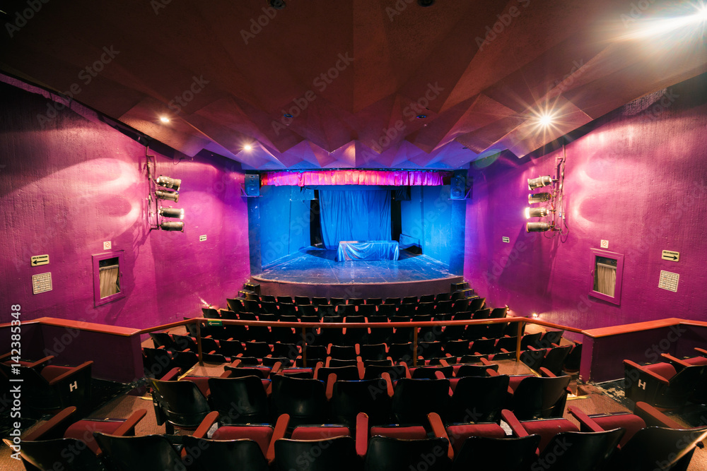 Theater stage and seats with dramatic lighting Stock Photo | Adobe Stock