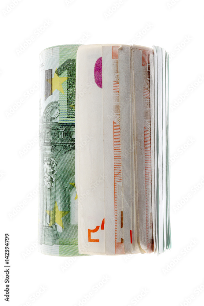 Foto de Stock Geldscheine gerollt Euro Bargeld | Adobe Stock