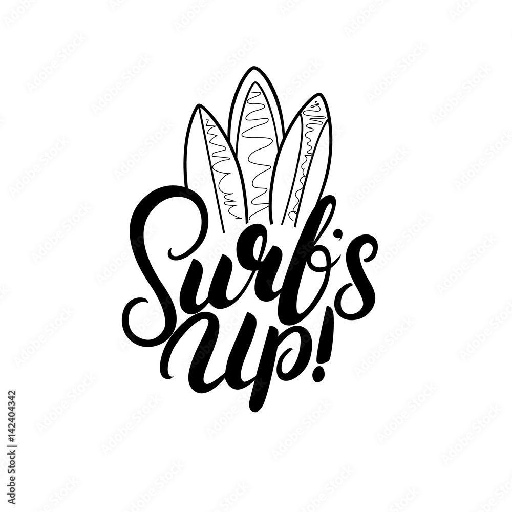 Surf's Up hand written lettering. Stock Vector | Adobe Stock