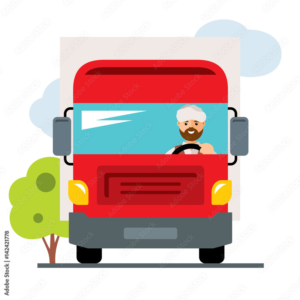 Vector Arab truck driver. Flat style colorful Cartoon illustration ...