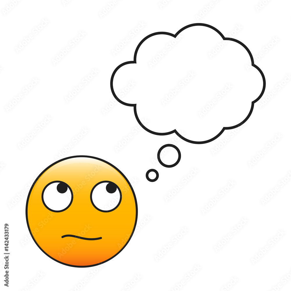 Thinking emoticon. Smiley with a thinking bubble. Vector emoji Stock ...