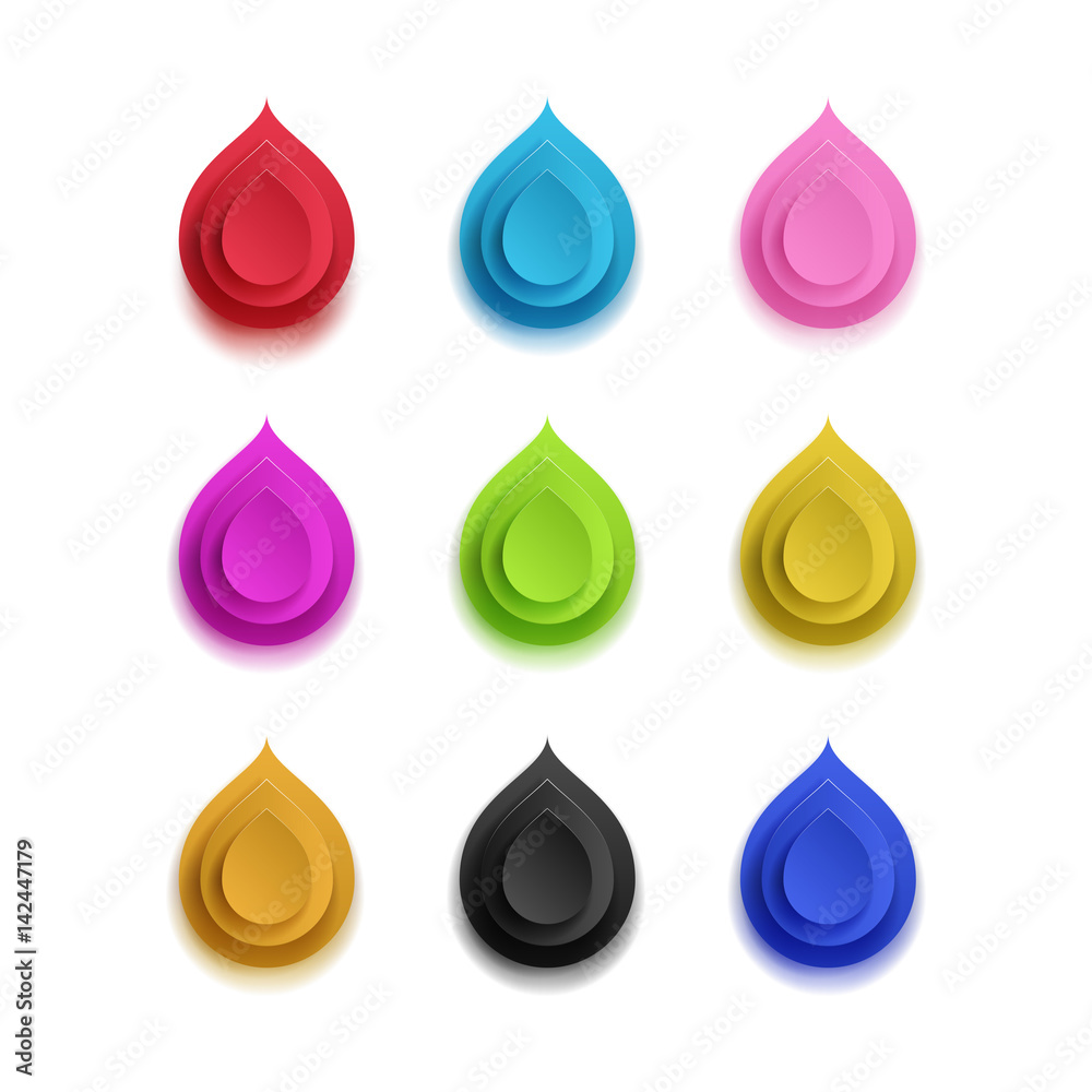 Different colors drops. Labels collection. Set with empty stickers for ...