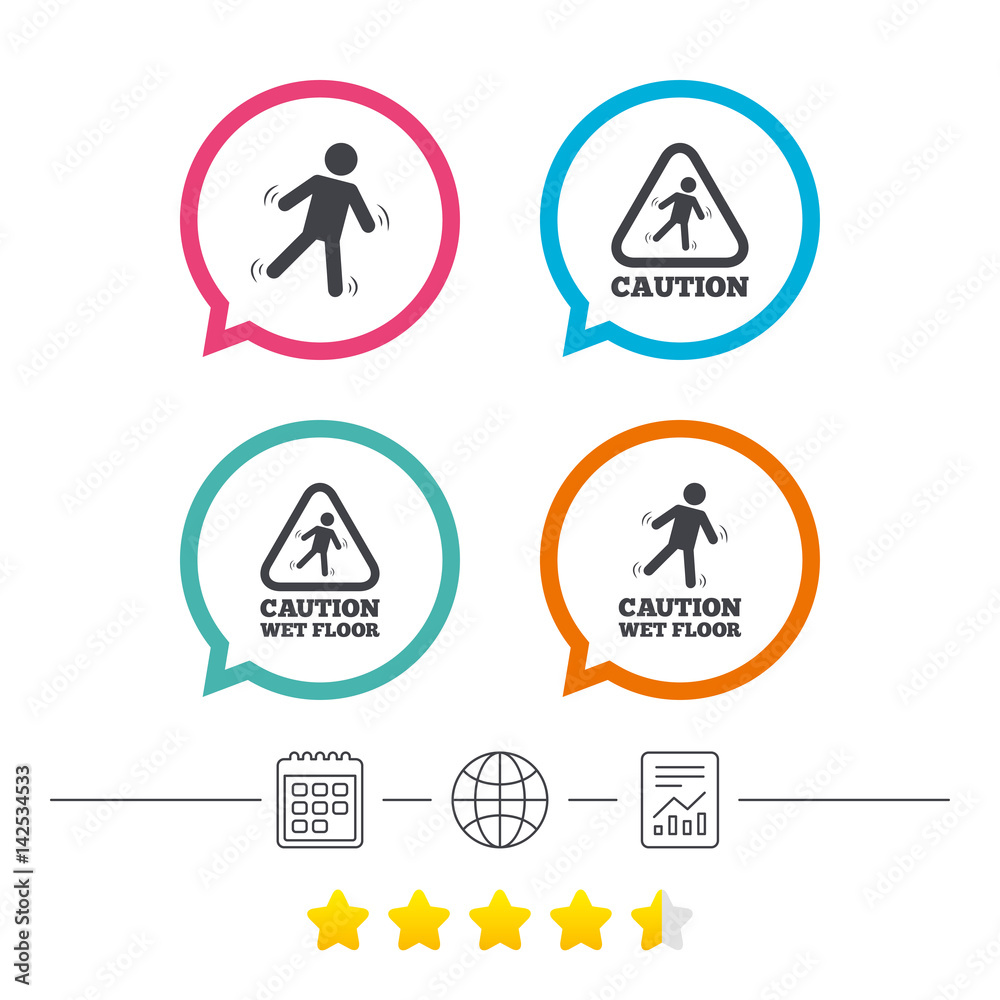 Caution wet floor icons. Human falling signs. Stock Vector | Adobe Stock