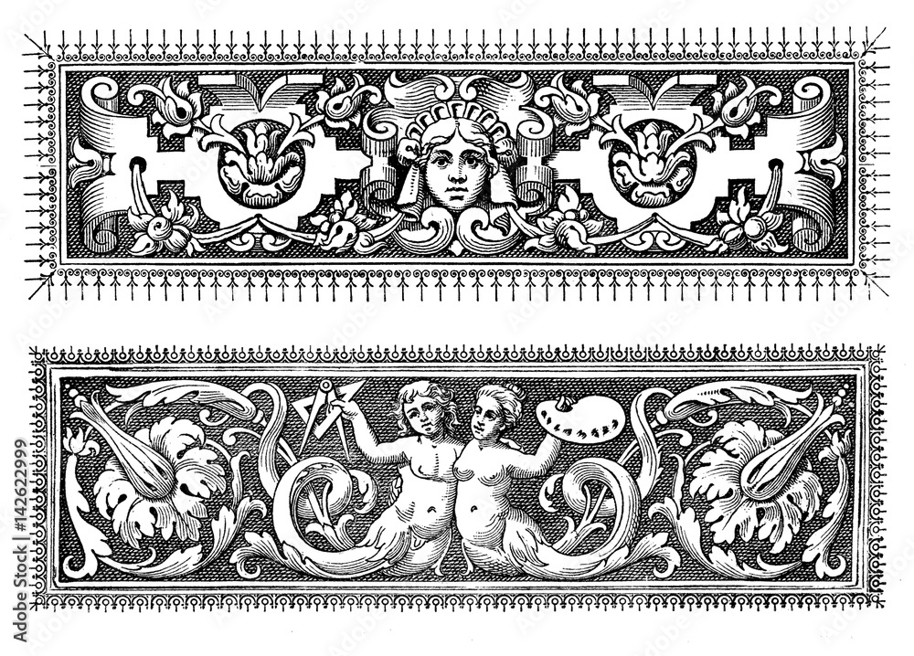 Illustration Stock Two richly decorated baroque typographic borders ...