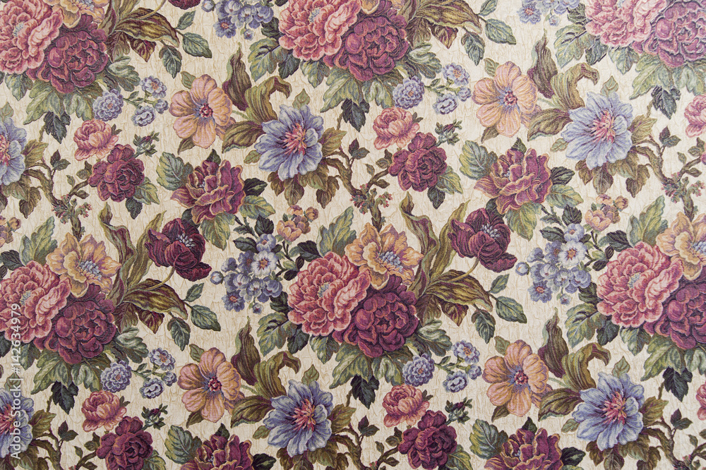 fabric wallpaper with floral print Stock Photo | Adobe Stock